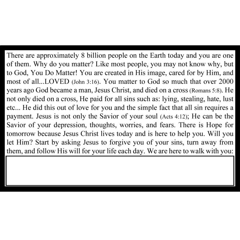 Your Life Matters Tract (3"x5" w/contact box) - Ambassadors 4 Truth